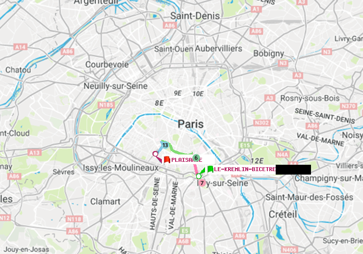 Métro Paris : itinéraire de Le Kremlin-Bicêtre à Plaisance Métro Paris : itinéraire de Le Kremlin-Bicêtre à Plaisance
